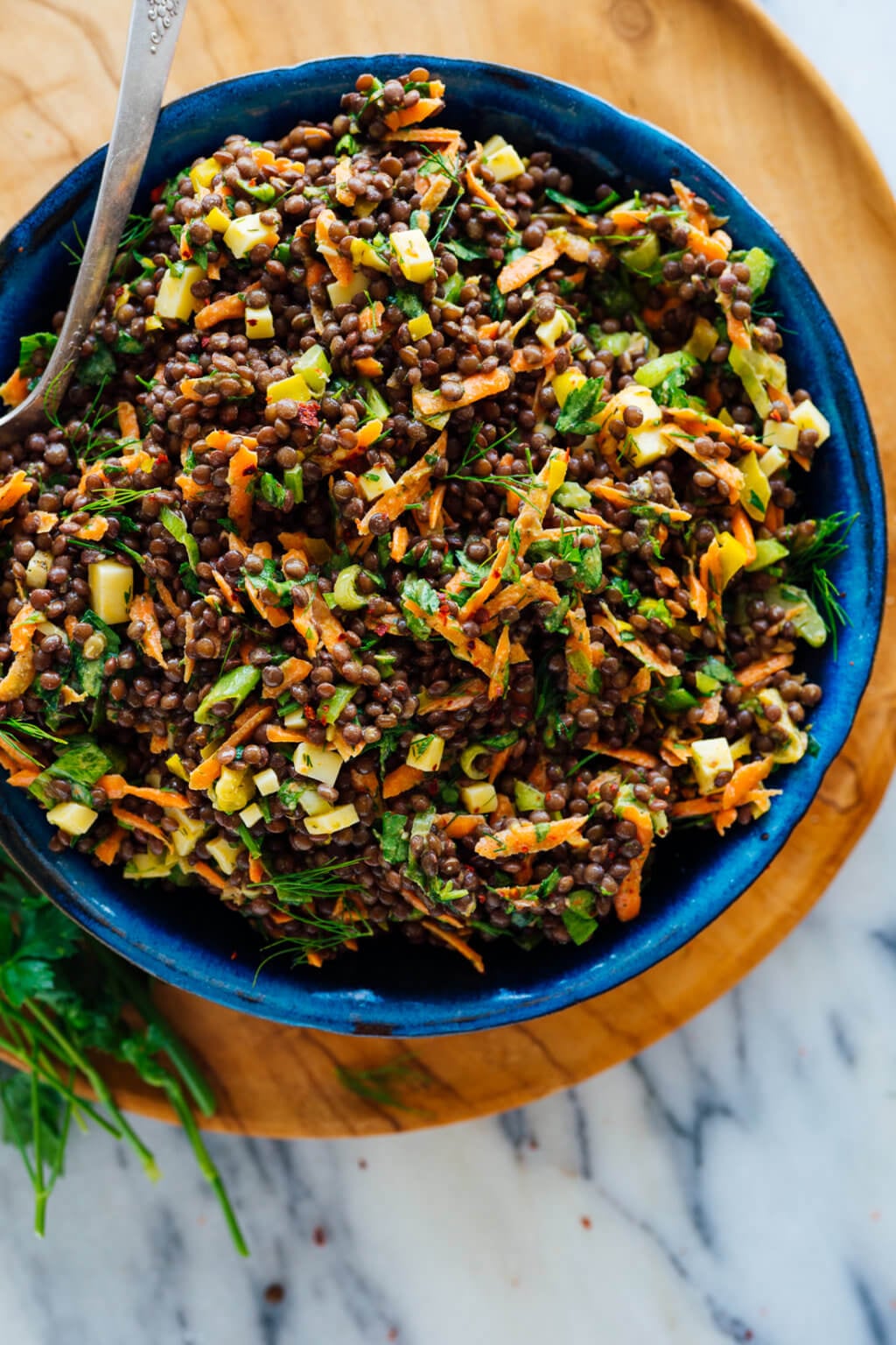 Tangy Lentil Salad with Dill & Pepperoncini - Cookie and Kate